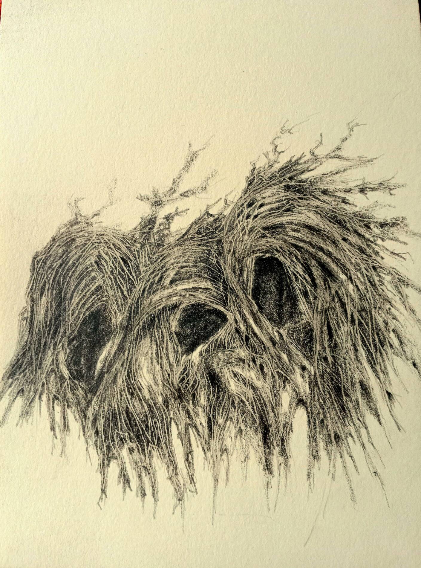 Auld Ones in a Hedge by Gavin Porter, dark Drawings for sale, direct ...