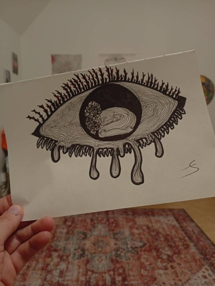 Grief by Eleni Savvidou, dark Drawings for sale, direct from the artist
